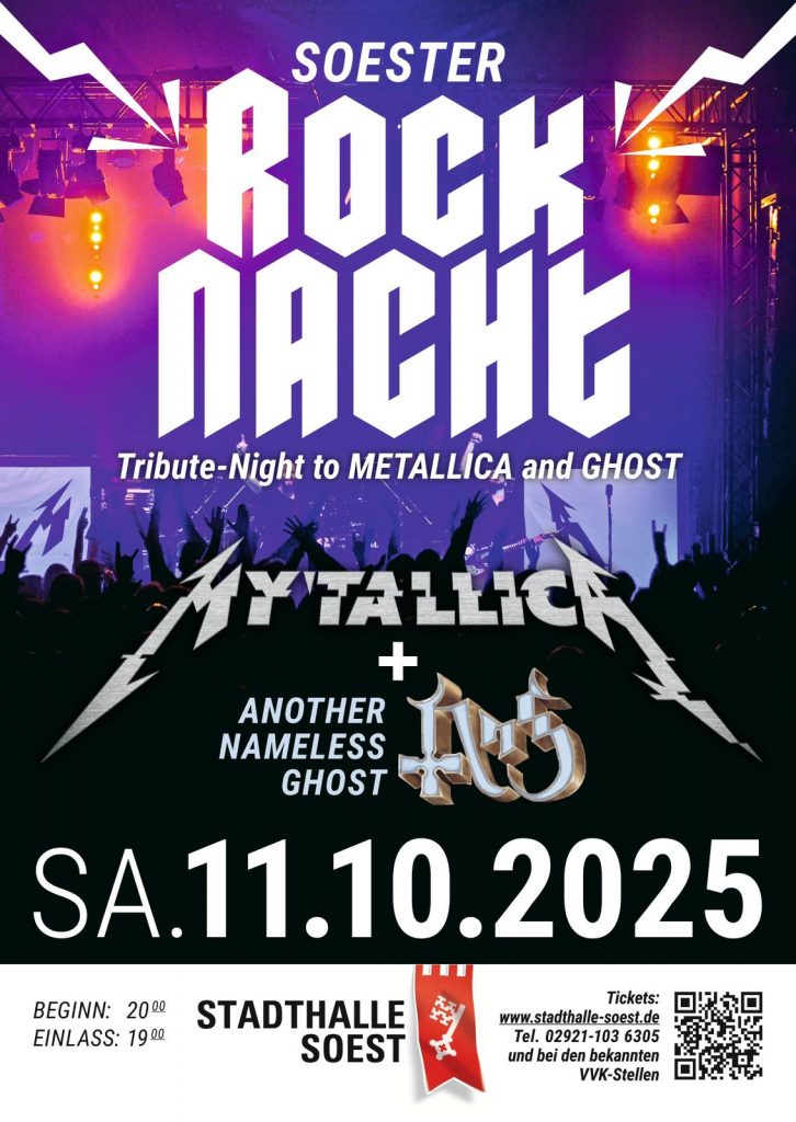Rocknacht Soest 2025 bestätigt - METALLICA Tribute Band MY’TALLICA